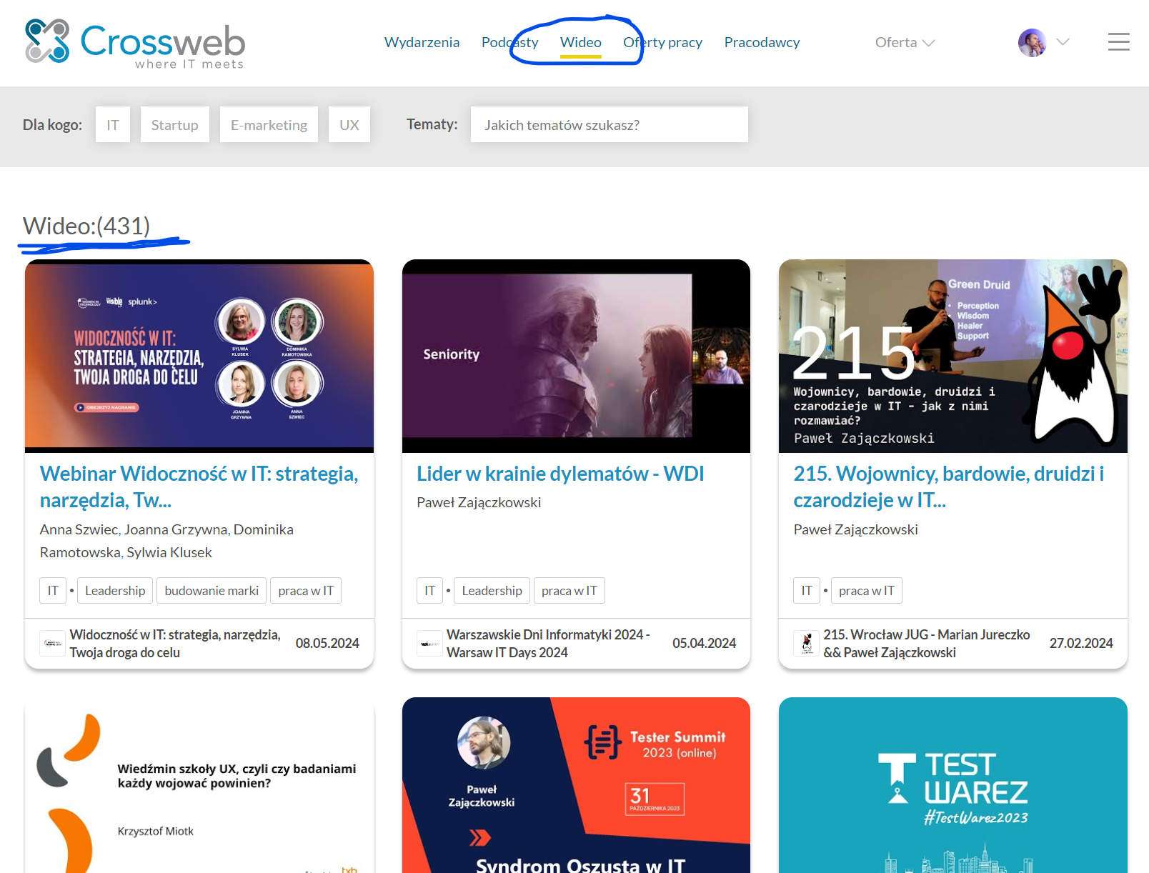 Baza nagrań wideo z konferencji - Crossweb